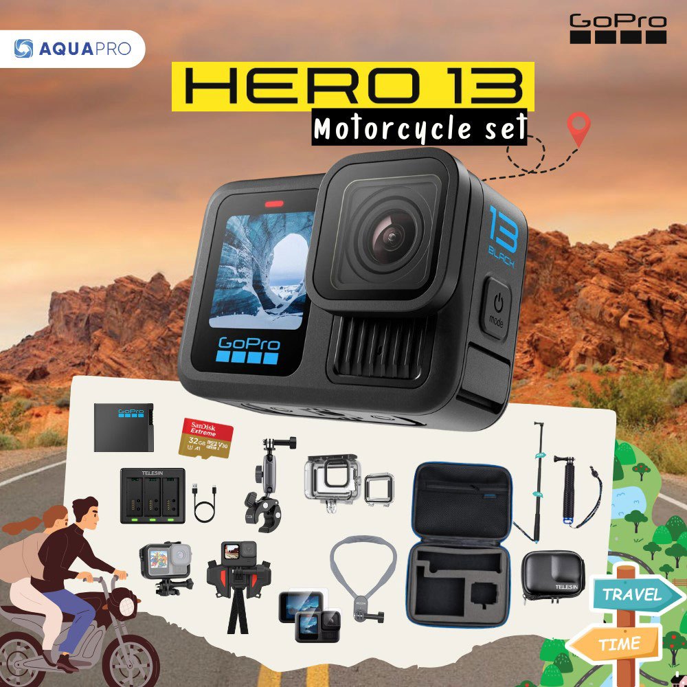 GoPro 13 Motorcycle Set, GoPro 13 Black Action Camera 5.3K60 4K120 ...
