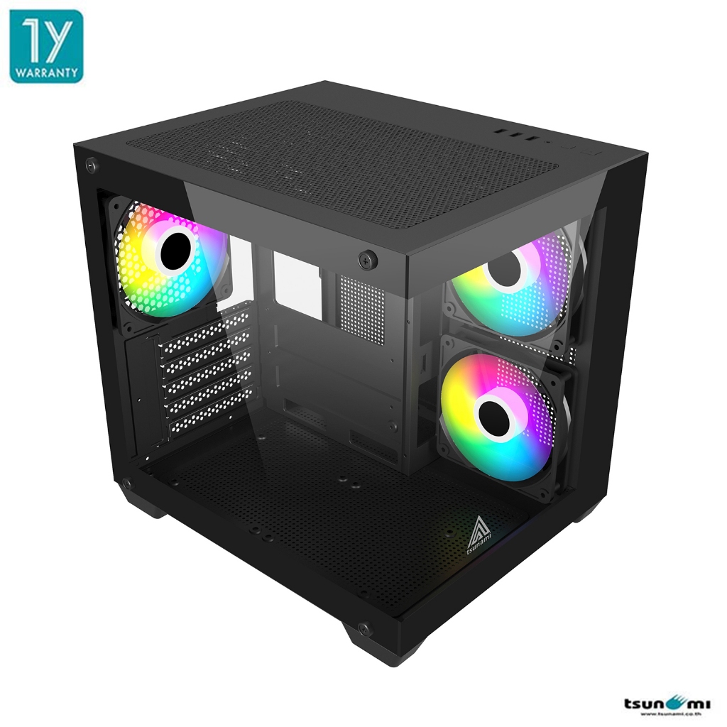เคสคอมพิวเตอร์ Tsunami Adventure X View Panorama Tempered Glass M-ATX ...
