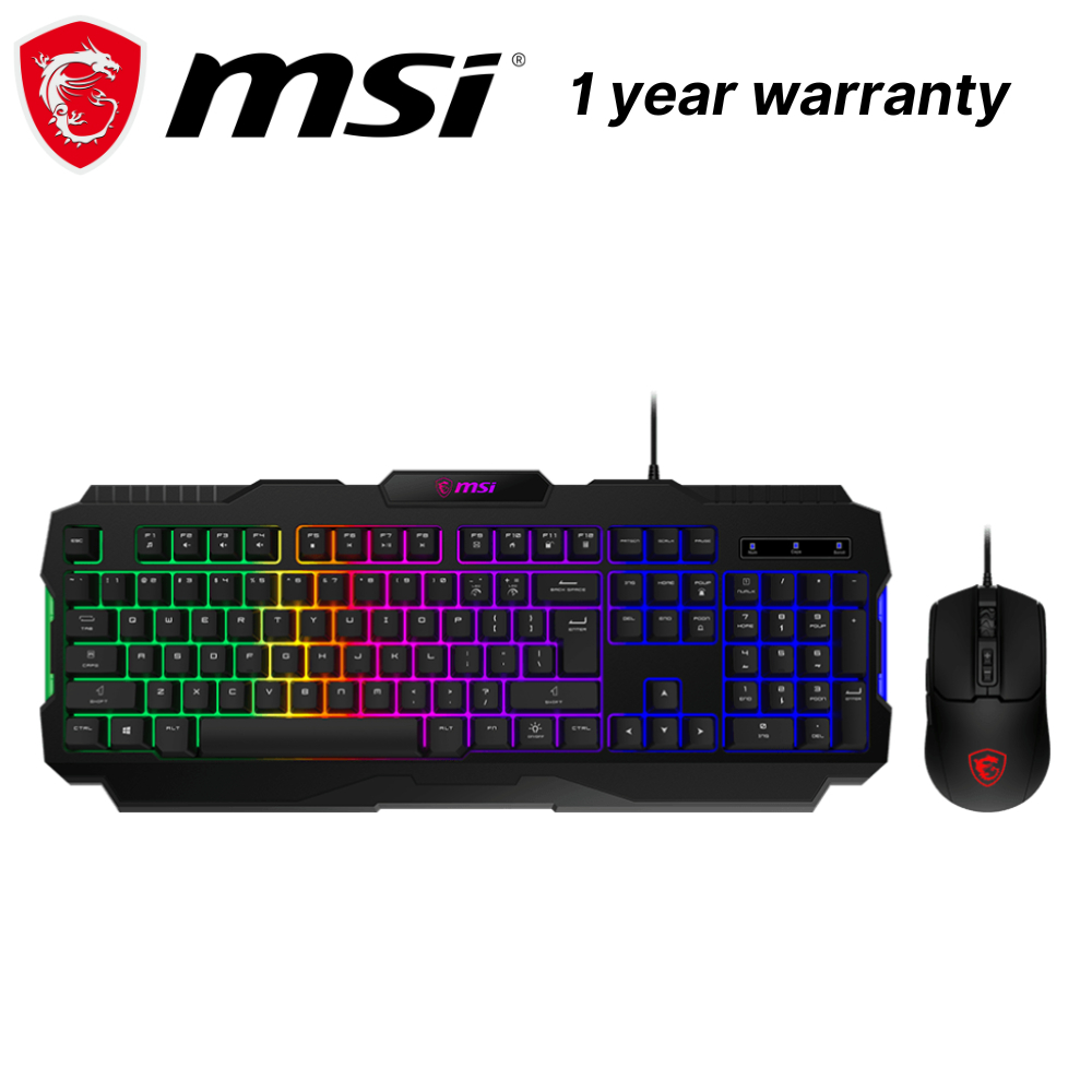 MSI FORGE GK100 COMBO Gaming RGB Keyboard & Mouse Set, 19-Key Anti ...