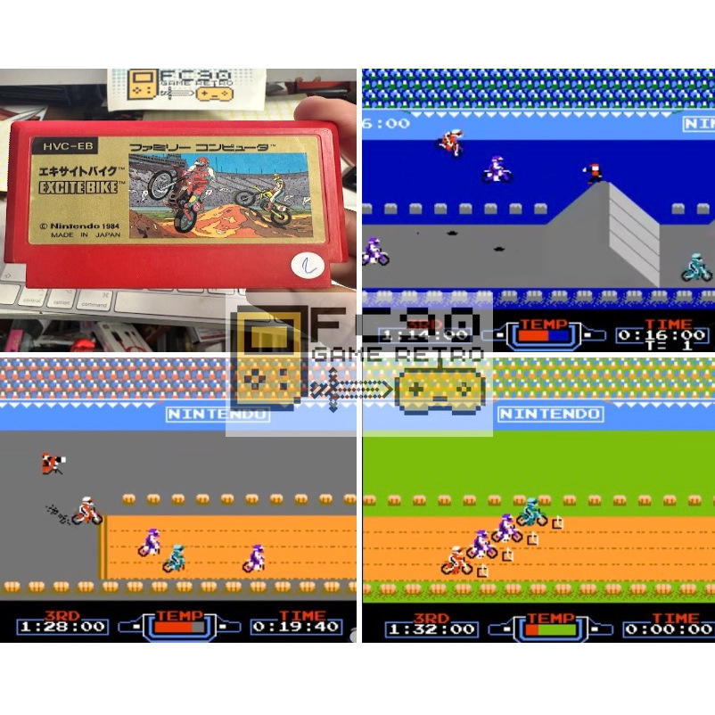ตลับเกมแข่งมอเตอร์ไซค์วิบาก Excite Bike [FC] ตลับมือสอง ฟามิคอม สำหรับนักเล่นเกมและนักสะสมเกมยุค ...