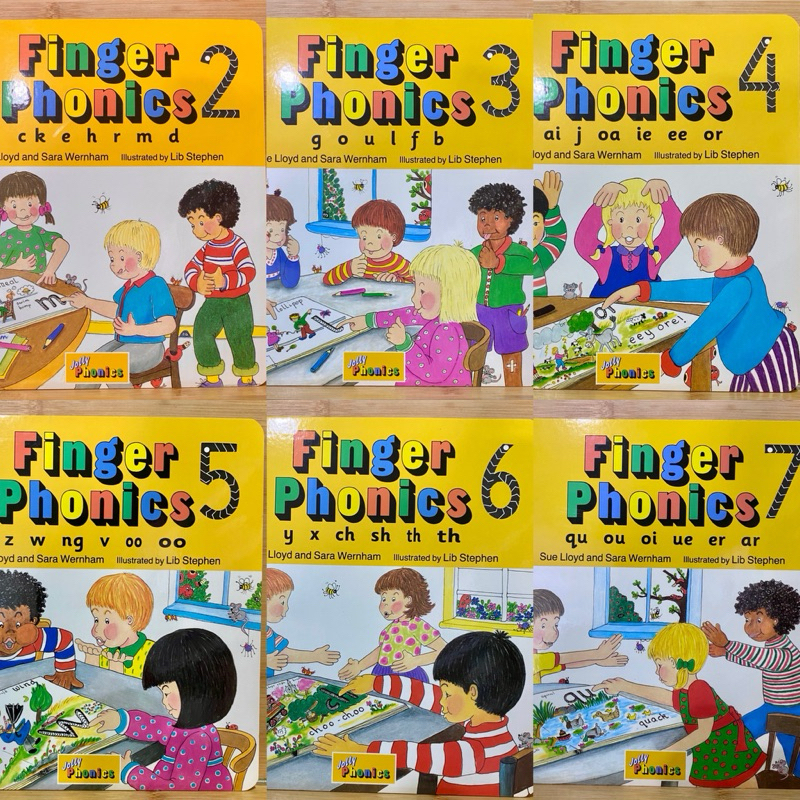 หนังสือ Jolly Phonics Finger Phonics Book 2 3 4 5 6 7 Board Book ...