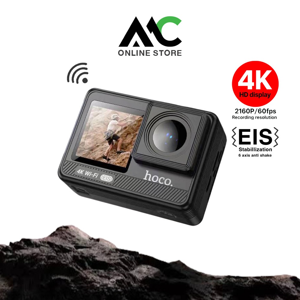 [ประกัน 1 ปี] Hoco DV102 กล้องแอคชั่น 4K/60fps หน้าจอคู่ EIS มีระบบกันสั่น WiFi มุมมอง 150 องศา ...