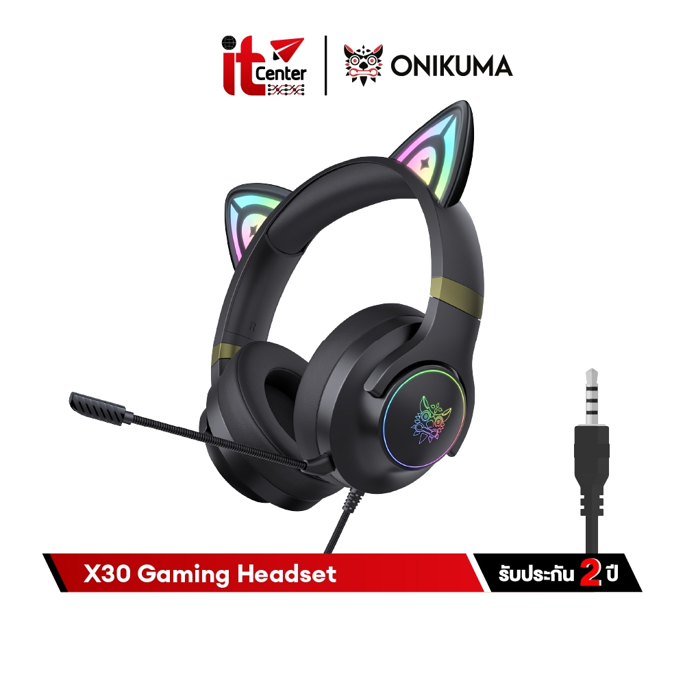 Onikuma X30 Cat Ear Gaming Headset หูฟังเกมมิ่ง ไฟ RGB ลำโพง 50mm เสียง ...
