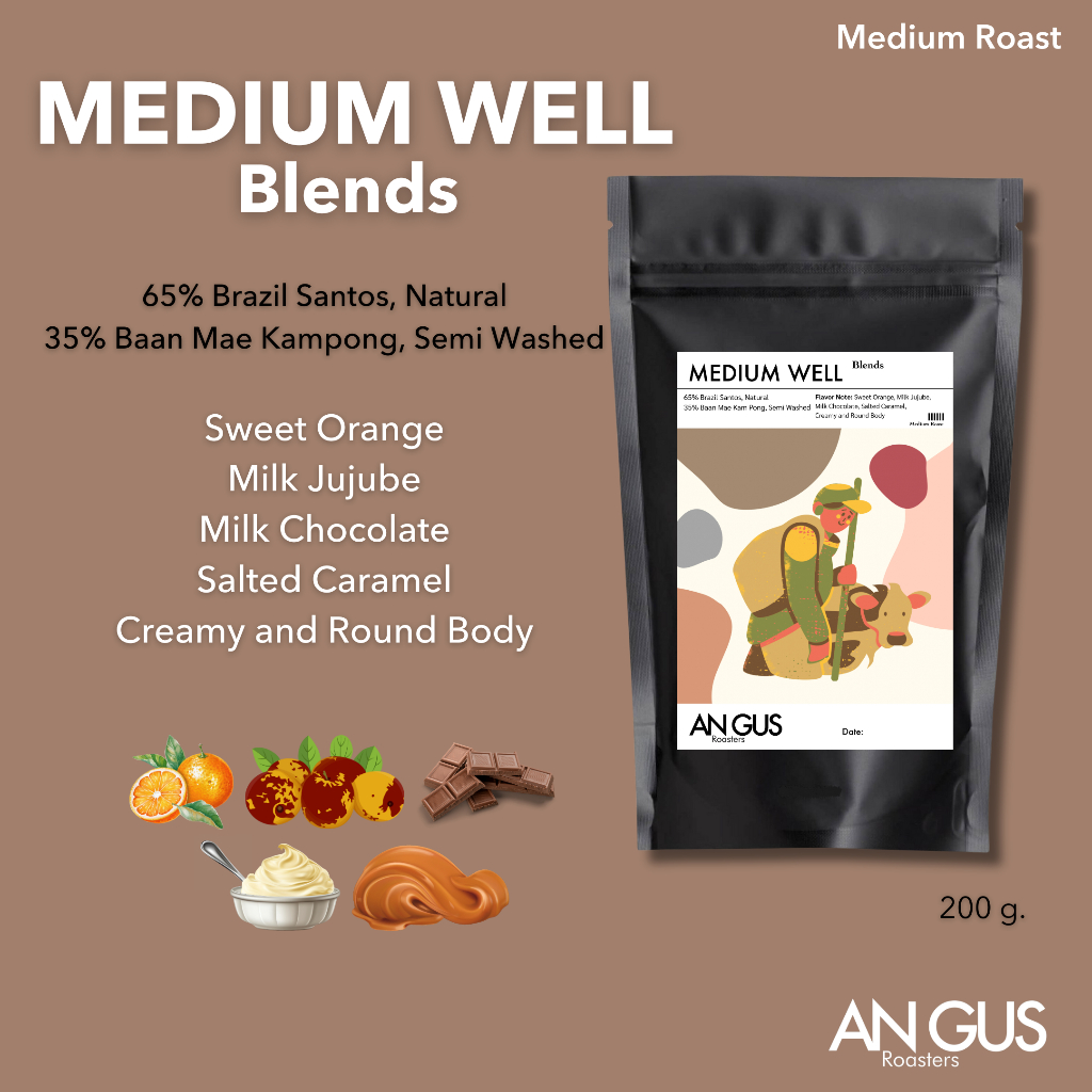 Angus Coffee Roasters เมล็ดกาแฟคั่วกลาง Medium Well Blends | Shopee ...
