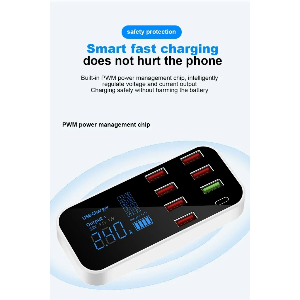 แท่นชาร์จ 8 พอร์ตอัจฉริยะ WLX-A9D+ | Shopee Thailand