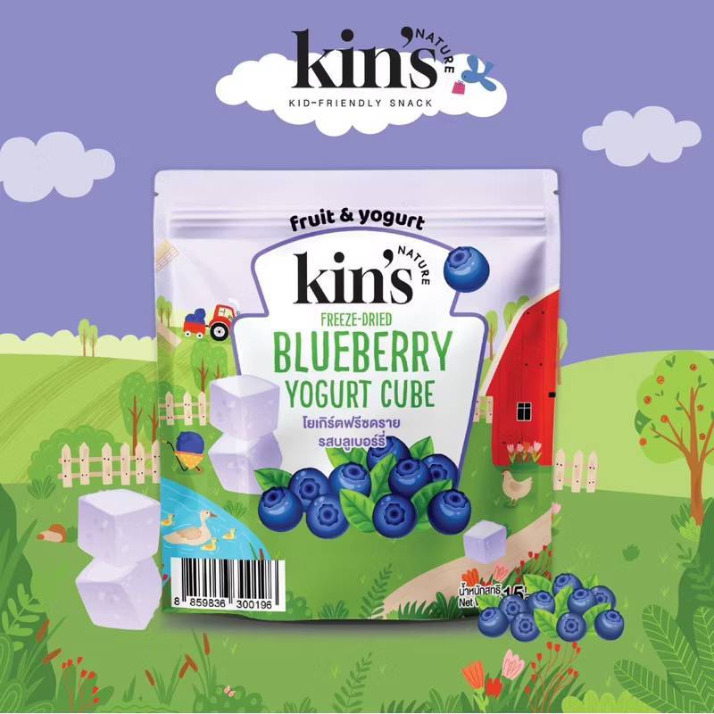 Kin’s Nature 12M+ Blueberry Yogurt Cube โยเกิร์ตกรอบรสบลูเบอร์รี่ ขนม ...