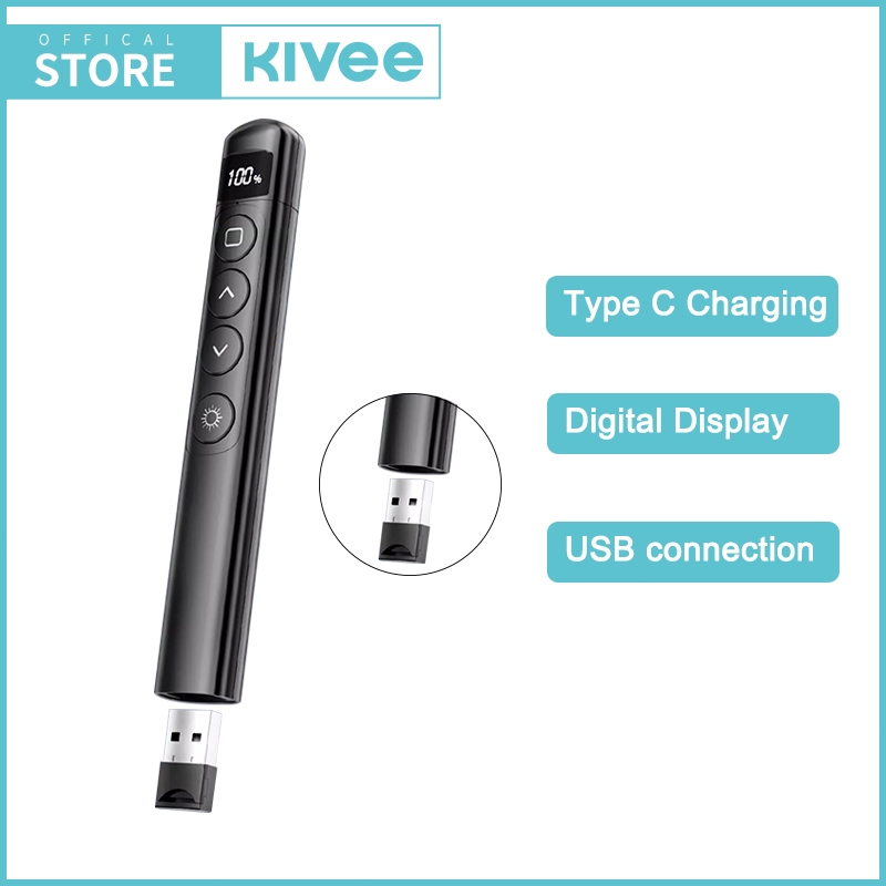 【NEW】KIVEE เลเซอร์พอยเตอร์ Wireless Presenter USB Remote PPT 2.4GHz for Windows/MacOS/Linux ...
