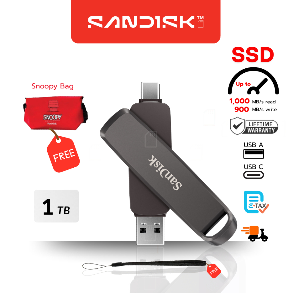 Dual Drive SSD SanDisk Extreme PRO USB TypeA-TypeC ความจุ 512GB 1TB 2TB ( SDDDE1 ) FlashDrive ...