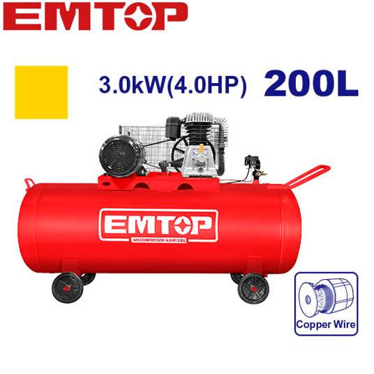 EMTOP ปั๊มลม ความจุถังลม 200 ลิตร ( Air compressor ) แรง 4HP รุ่น ...