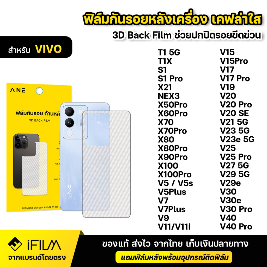 ฟิล์มหลัง กันรอย ฟิล์มเคฟล่า For VIVO X80 X100 Pro V21 V23 V23e V25 V27 V29 V29e V30 V30e V30Pro ...