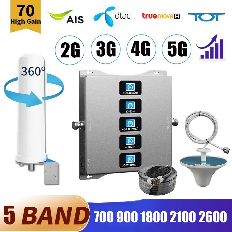 2G 3G 4G 5G Signal Booster 5 Band แอมพลิฟายเออร์มือถือ TEPEATER Cellular Repeater สำหรับ AIS ...