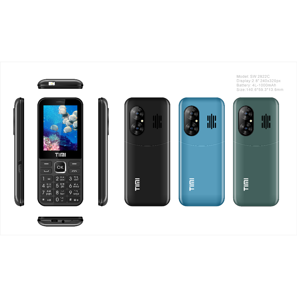โทรศัพท์ Timi T23 รุ่นใหม่ แท้ 3G/4G แบบปุ่มกด รุ่น T23 ราคาถูก รุ่นใหม่ จอ 2.9นิ้ว ตัวหนังสือ ...
