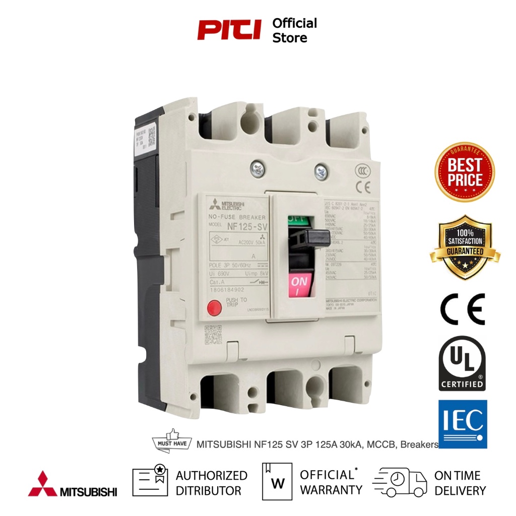 MITSUBISHI NF125 SV 3P 125A 30kA, MCCB, Breakers | Shopee Thailand