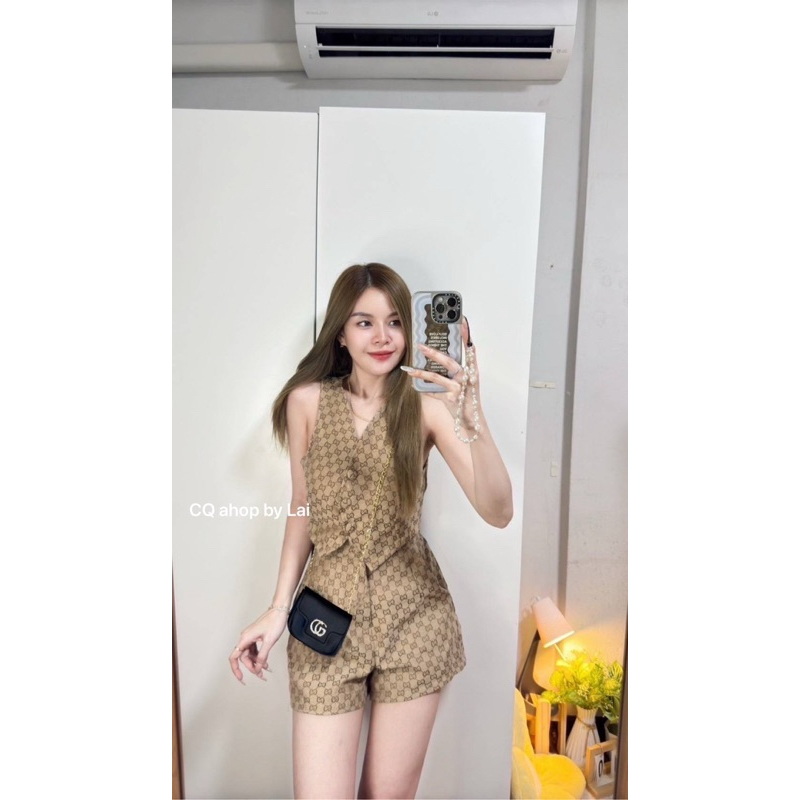 Roseshop Set เสื้อกระดุมหน้า จับคู่กางเกงขาสั้น แบรนด์GG เริ่ดๆ ผ้าดี | Shopee Thailand