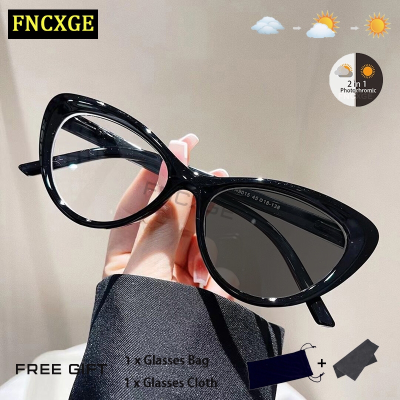 FNCXGE ผู้หญิง ออกแดดเปลี่ยนสี แว่นสายตายาว 0~+400 Unisex ป้องกันรังสี แว่นทรง กรองแสงสีฟ้า ...