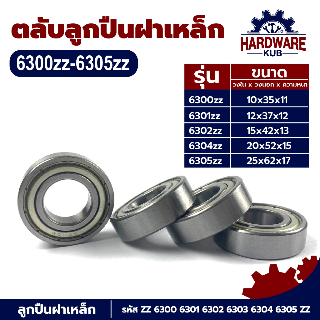 Hardwarekub ตลับลูกปืนเม็ดกลมร่องลึก ฝาเหล็ก 2 ข้าง 6300zz 6301zz 6302zz 6304zz 6305zz BEARING ...