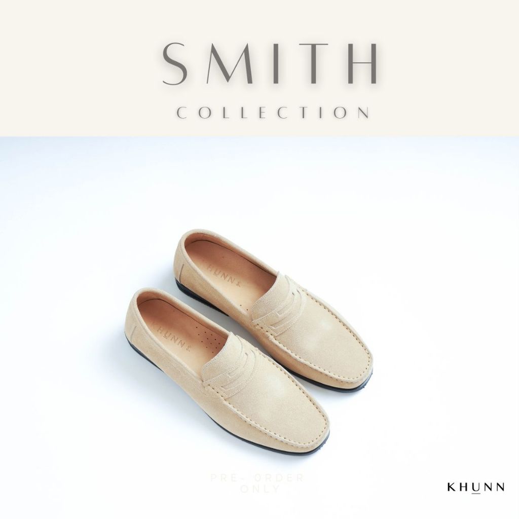 (PRE-ORDER) KHUNN รองเท้าหนังกลับแท้ รุ่น Smith สีครีม CREAM | Shopee Thailand