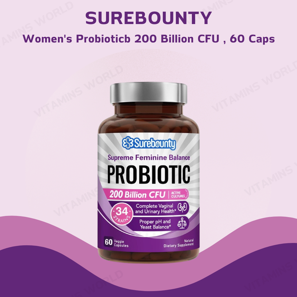 Surebounty Women's Probiotic, 200 Billion CFU + 34 Strains, Prebiotics ...