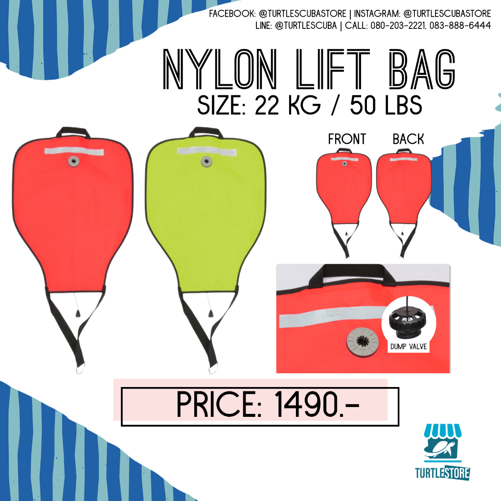 Nylon lift bag 22kg /50 LBS ทุ่นลอยน้ำ มี dump valve พร้อมส่ง | Shopee ...