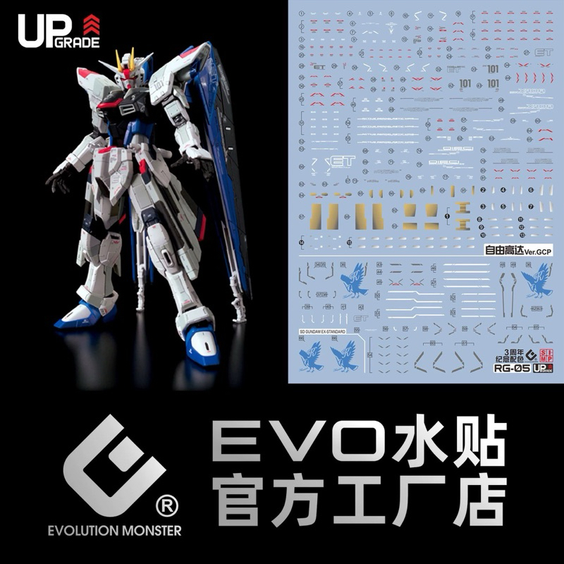 🟦ดีคอลน้ำ EVO RG 05 DECAL SD FM RG 1/144 FREEDOM GUNDAM GCP เรืองแสงแบ ...