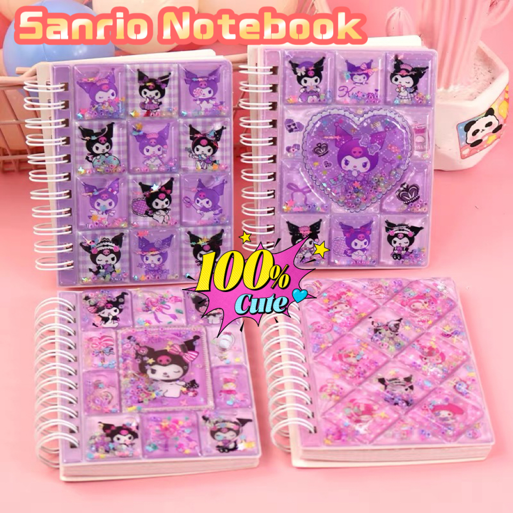 ใหม่ Glitter Shake Decompression Coil Notebook Sanrio Series Sharing ...