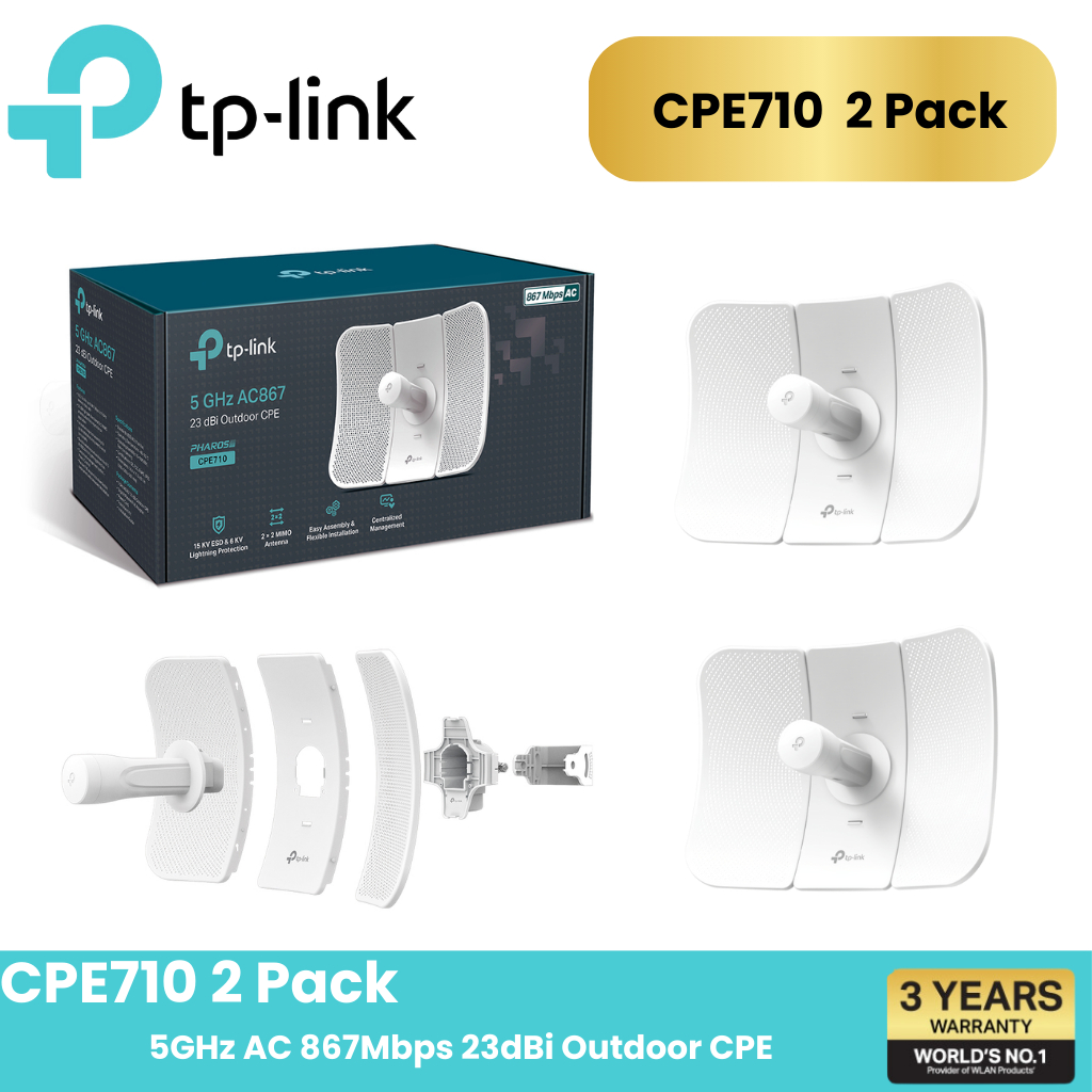 TP-LINK CPE710 5GHz AC 867Mbps 23dBi Outdoor CPE จำนวน 2 ตัว ( 2 Pack ...