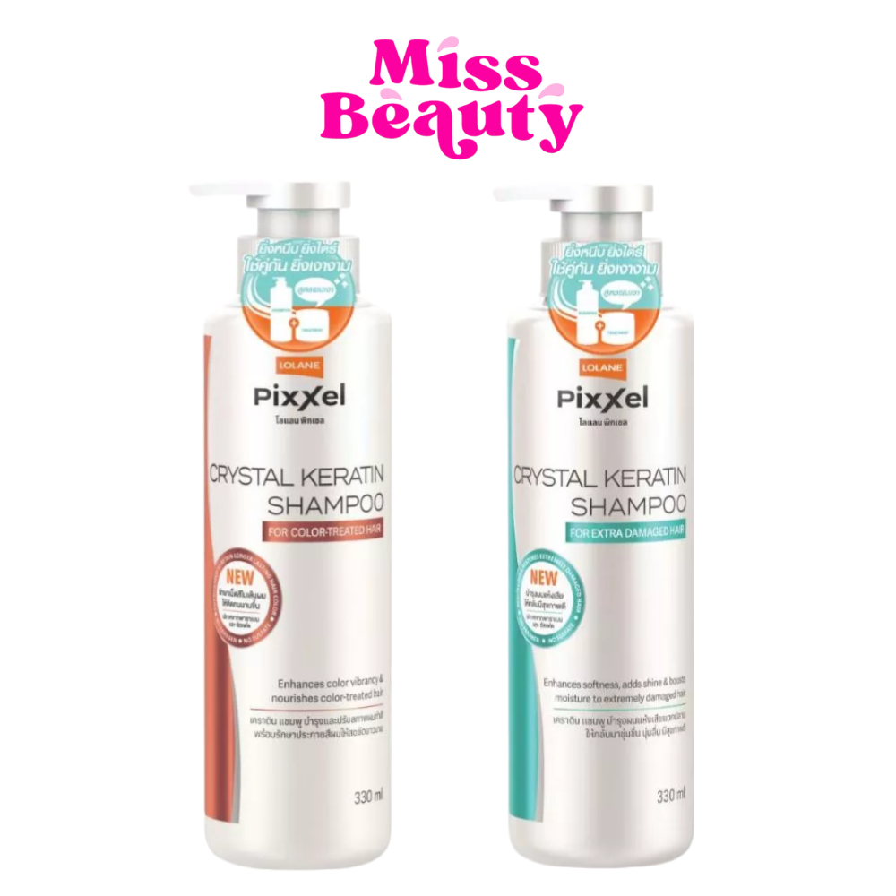 (ขวดหัวปั๊ม) Lolane Pixxel Crystal Keratin Shampoo โลแลน พิกเซล คริสตัล ...