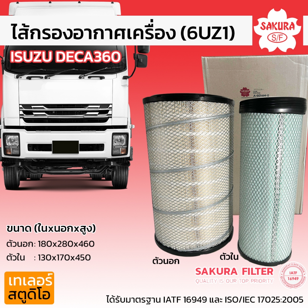 ไส้กรองอากาศ ISUZU DECA 360 ลูกนอก+ลูกใน [ชุด] SAKURA ซากุระ กรองอากาศเครื่อง AIR FILTER FXZ ...