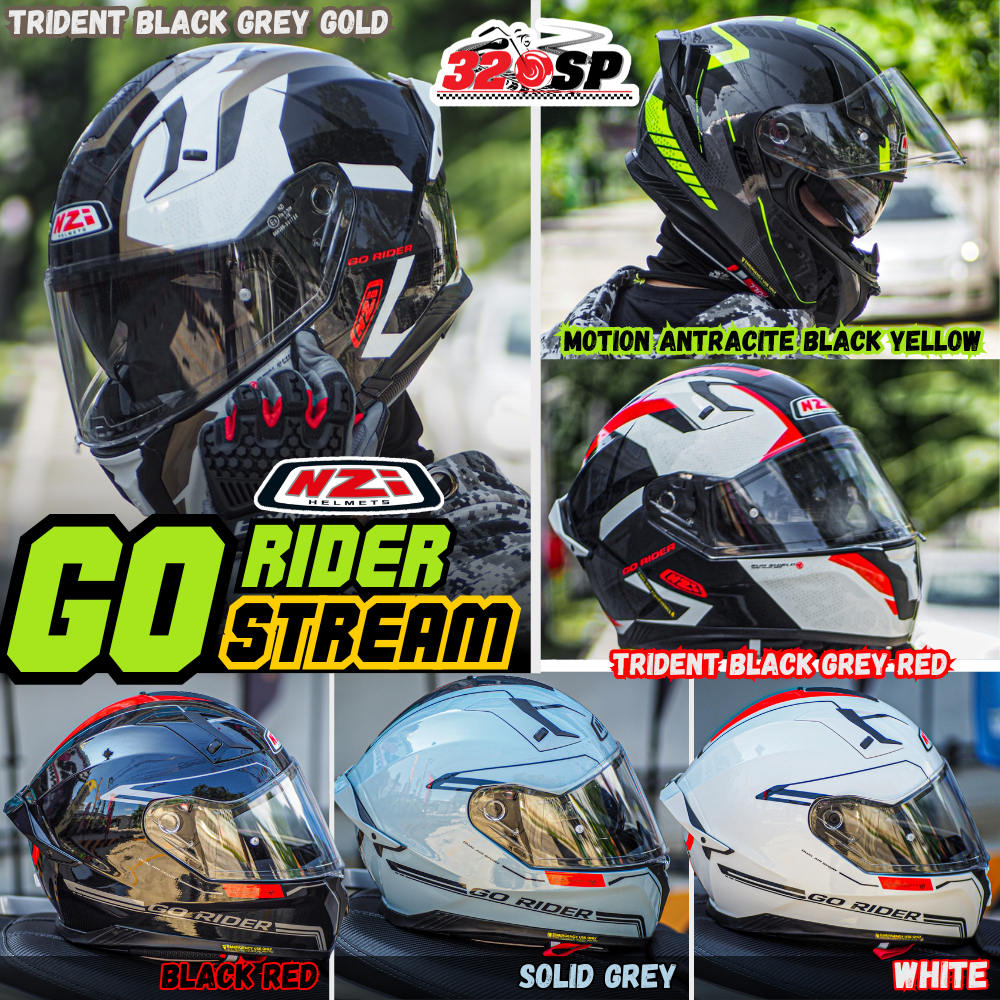 หมวกกันน็อค NZi รุ่น GO RIDER STREAM รุ่นใหม่ล่าสุด แบรนด์สัญชาติสเปน ส่งไว!! 320SP | Shopee ...
