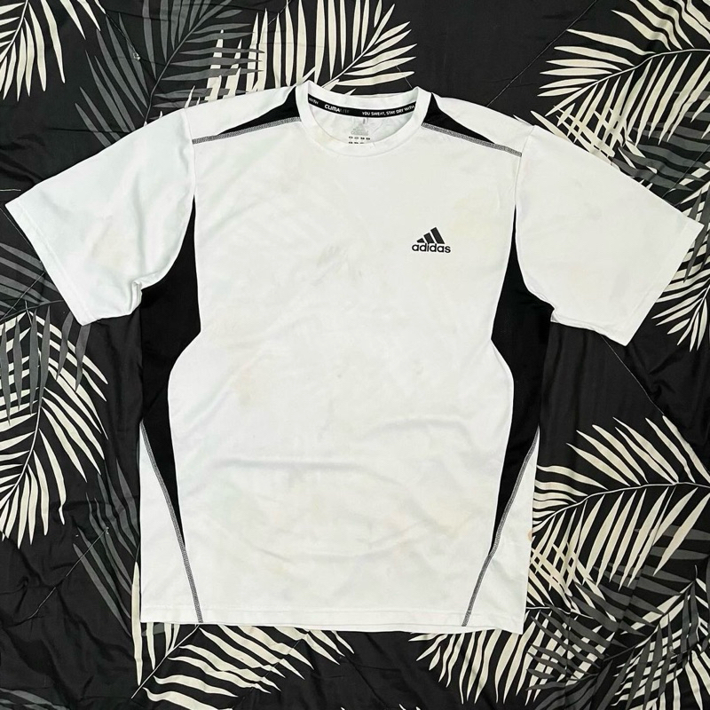 เสื้อกีฬามือสอง ADDIAS สีขาว/ดำ มีรอย แท้💯 | Shopee Thailand