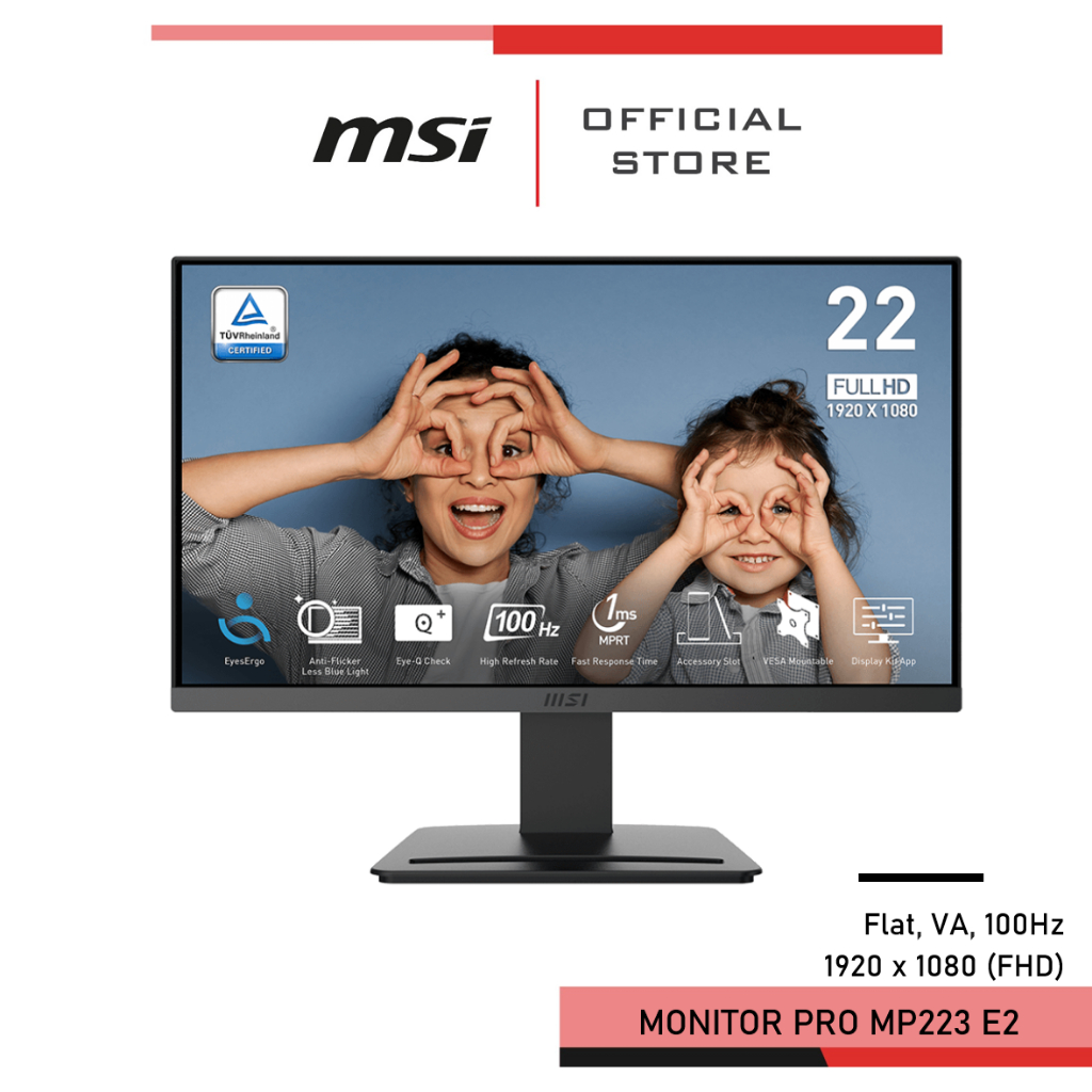 MSI PRO MP223 E2 จอคอมพิวเตอร์ 21.45" 1920 x 1080 (FHD) Monitor จอ ...