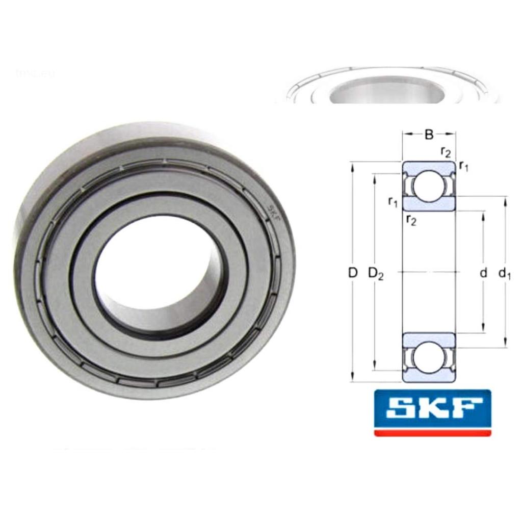 6206-2Z/C3GJN ( 30 x 62 x 16 mm.) SKF Deep groove ball bearing with seals or shields ตลับลูกปืน ...