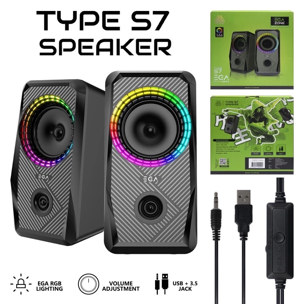 EGA Type-S7 Gaming Speaker USB RGB ลำโพงคอมตั้งโต๊ะ | Shopee Thailand