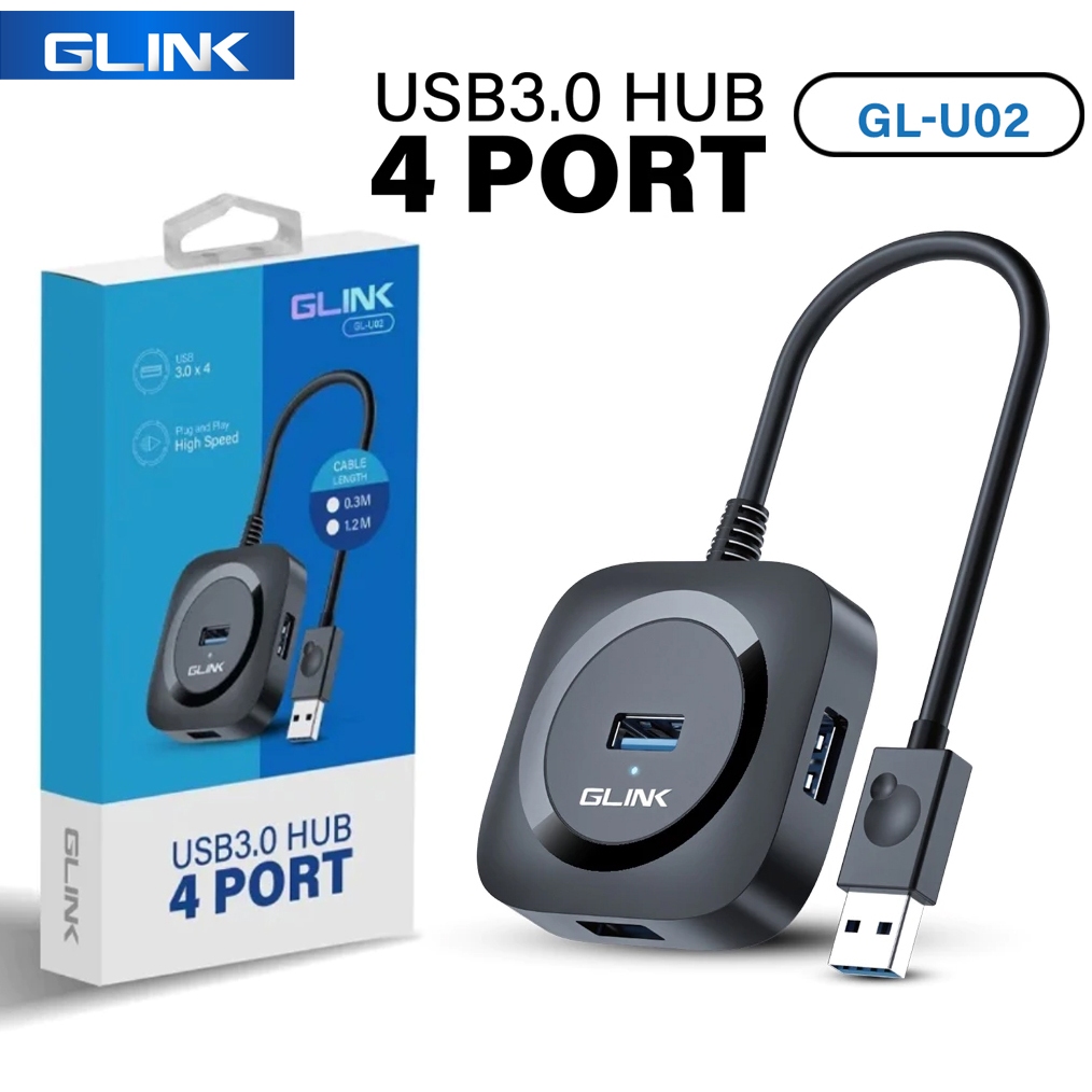 Glink GL-U02 USB 3.0 HUB 4 PORT รุ่น สายยาว 1.2 เมตร รับประกัน1ปี ...