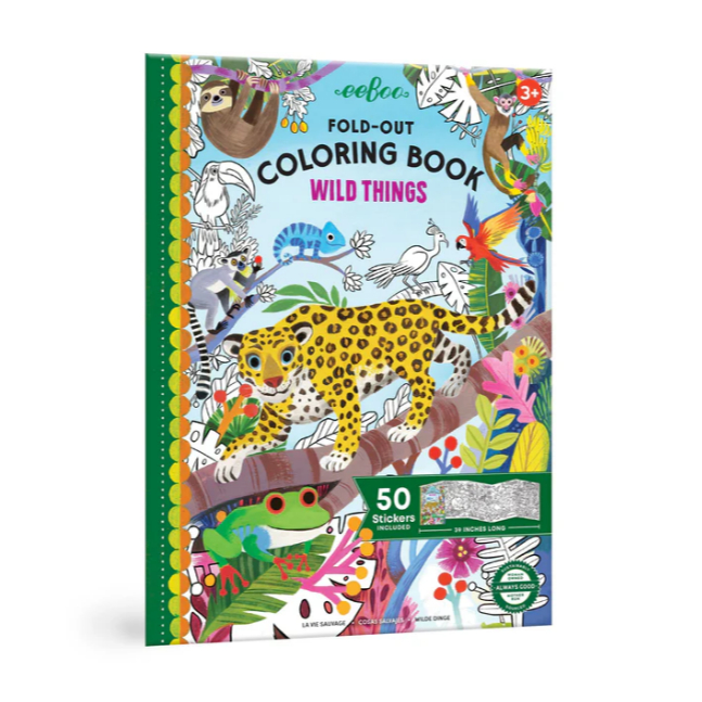 eeboo Fold-Out Coloring Book - Wild Things สมุดภาพระบายสีและสติกเกอร์ ...