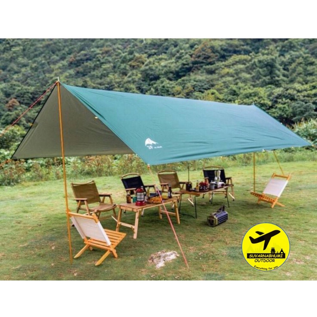 Tarp 3F UL พร้อมเสา ฟลายชีท ทาร์ป กันแดด กันฝน พร้อมชุดเชือก สมอบก ...