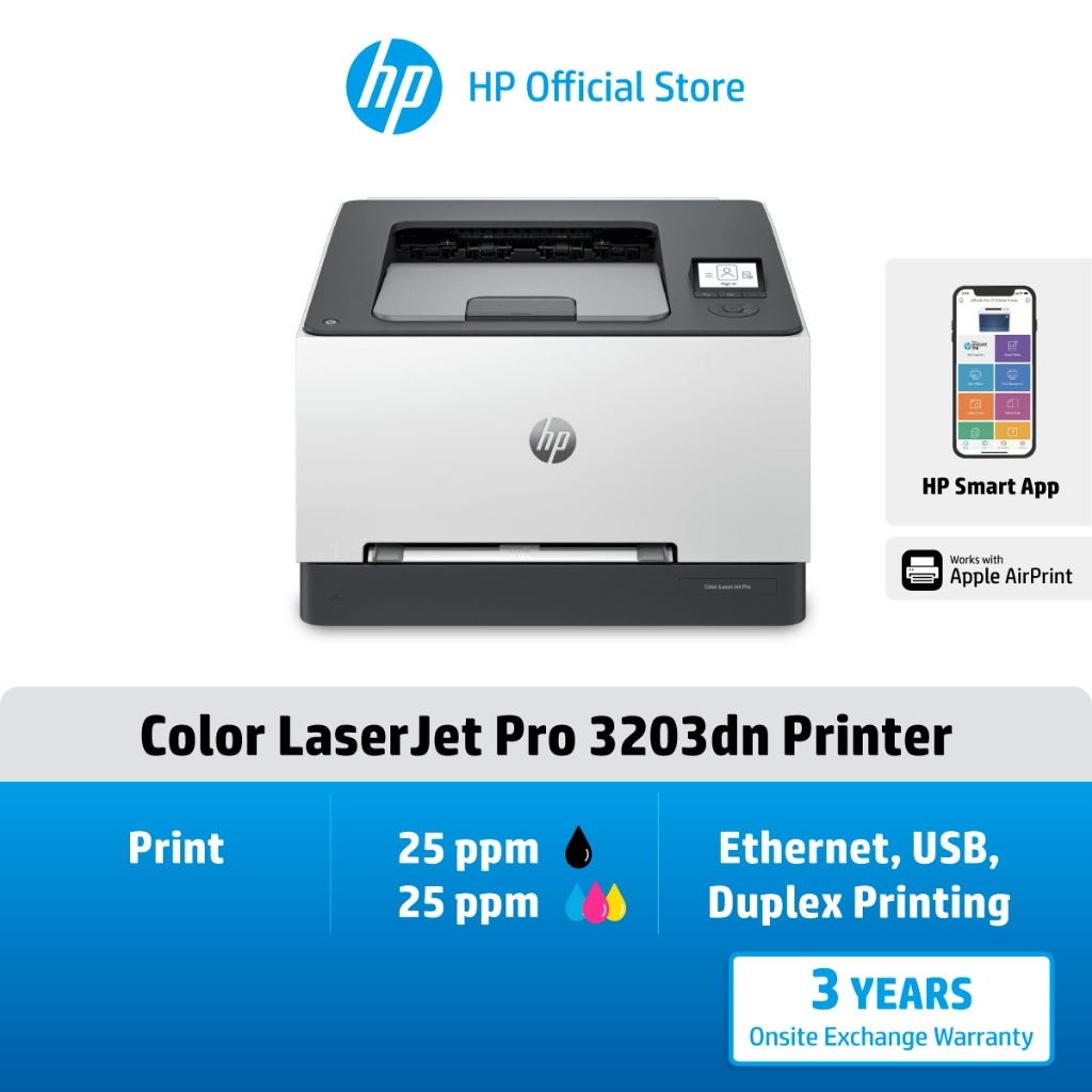HP Printers Color LaserJet Pro 3203dn / 3203dw เครื่องพิมพ์เลเซอร์สี | Shopee Thailand