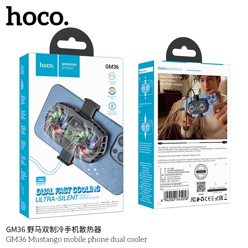 พัดลมระบายความร้อนมือถือ Hoco GM36 พร้อมจอ LED บอกอุณหภูมิ สะดวกต่อการ ...