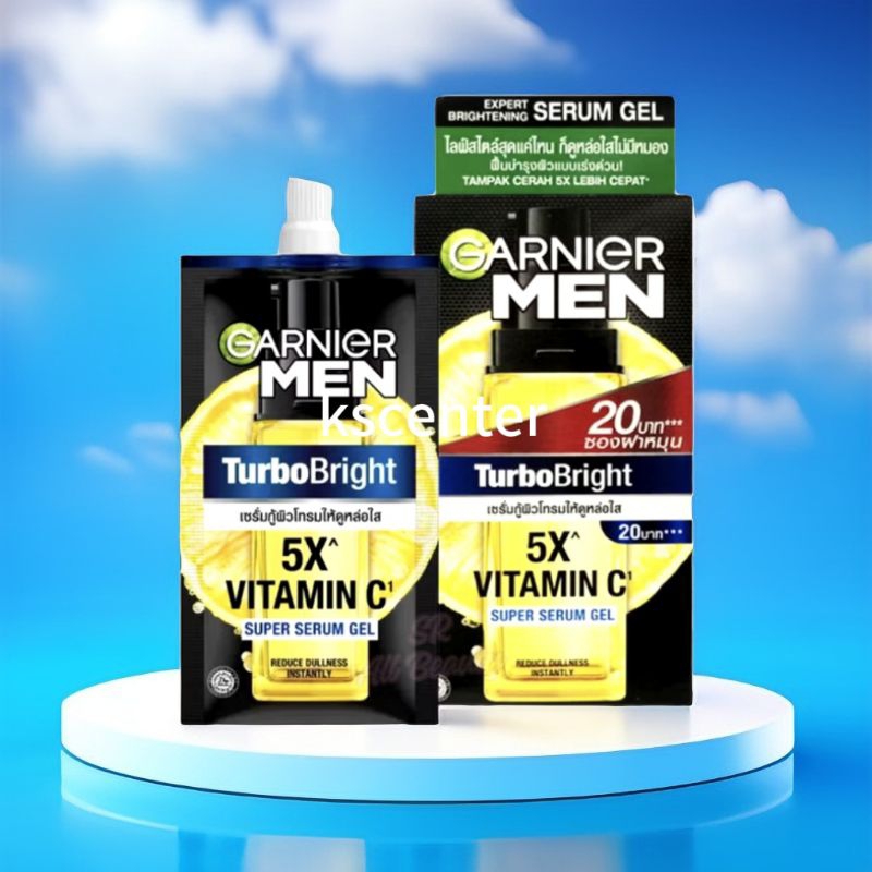 ( 6 ซอง) garnier turbo bright 5x vitamin C super serum gel การ์นิเย่ เมน วิตซี | Shopee Thailand