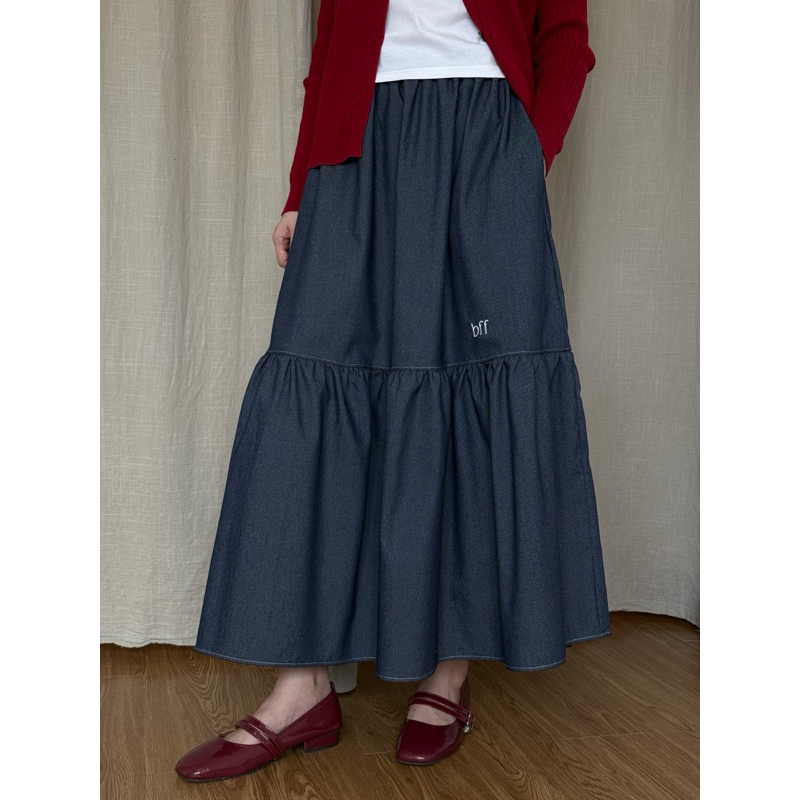 Denim ruffle skirt-- | Shopee Thailand