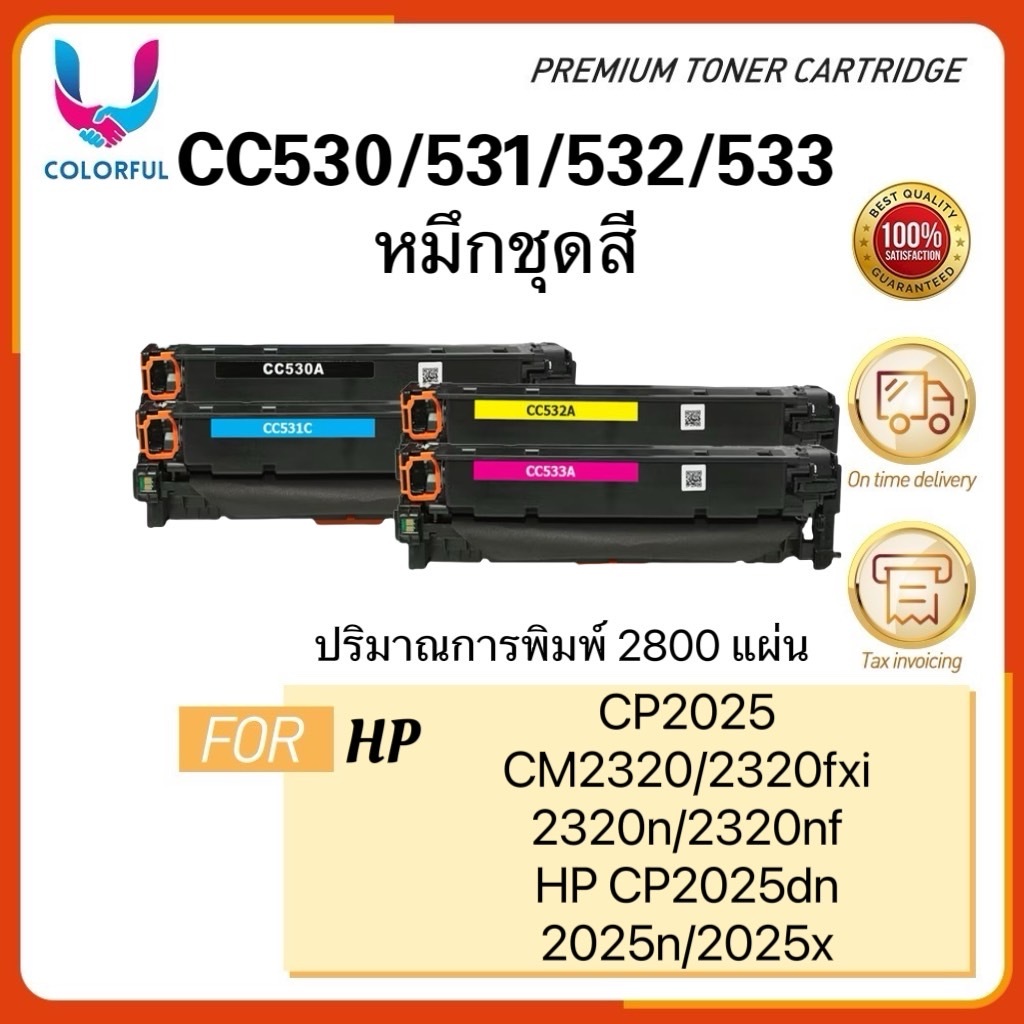 หมึกเทียบเท่าCC530A/530a/HP 304A/CANON 318 BK/CRG 318 BK/ CMYK For HP CP2025,CM2320,CM2320fxi ...