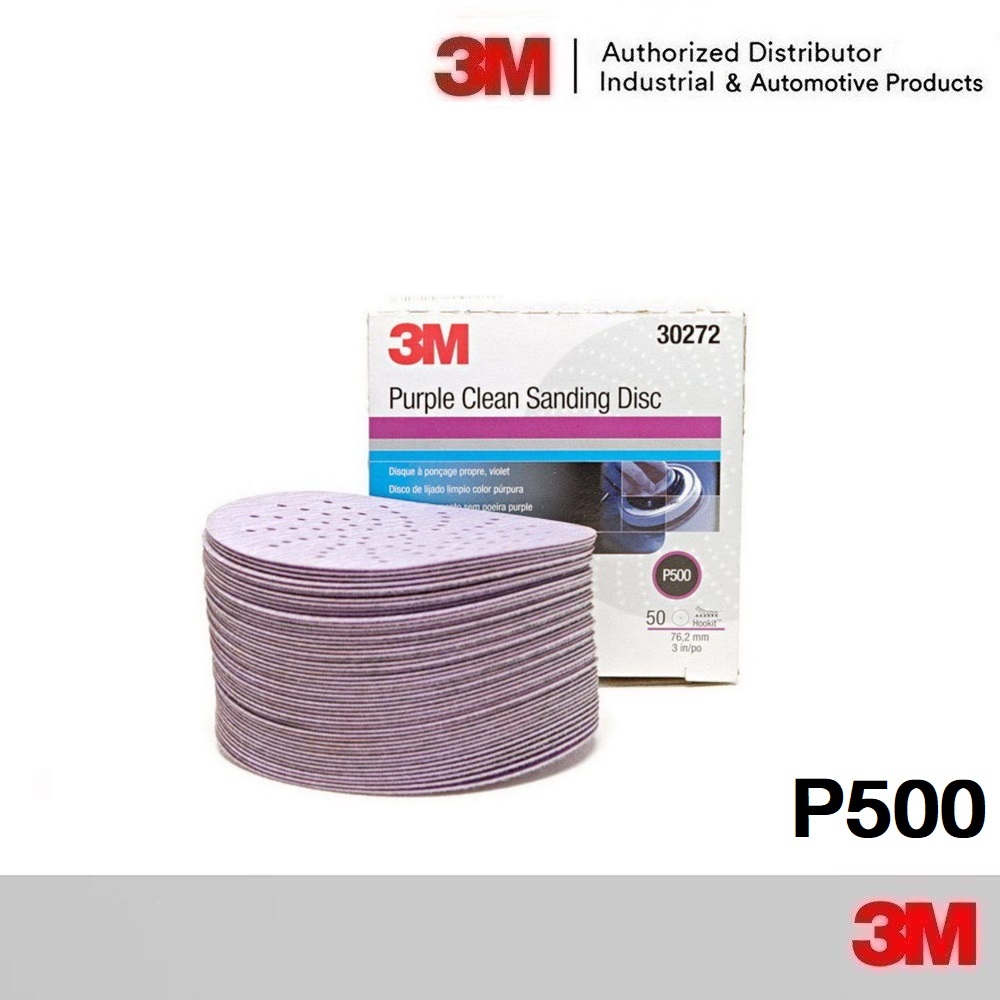 3M กระดาษทรายกลม 3 นิ้ว P500 (50 แผ่น) 3M 30272 Purple Clean Sanding ...