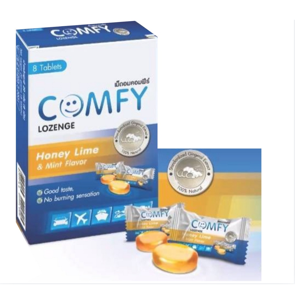 Comfy Lozenge Honey lime Mint เม็ดอม ขิง กลิ่นน้ำผึ้ง มะนาวและมินท์ 1 ...