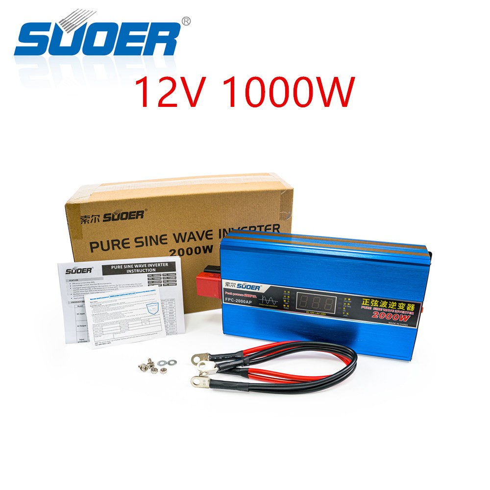 Suoer DC To AC 12V 220V 1000W FPC-1000AL Pure Sine Wave Power Inverter 12V 220V(รับประกัน1เดือน ...