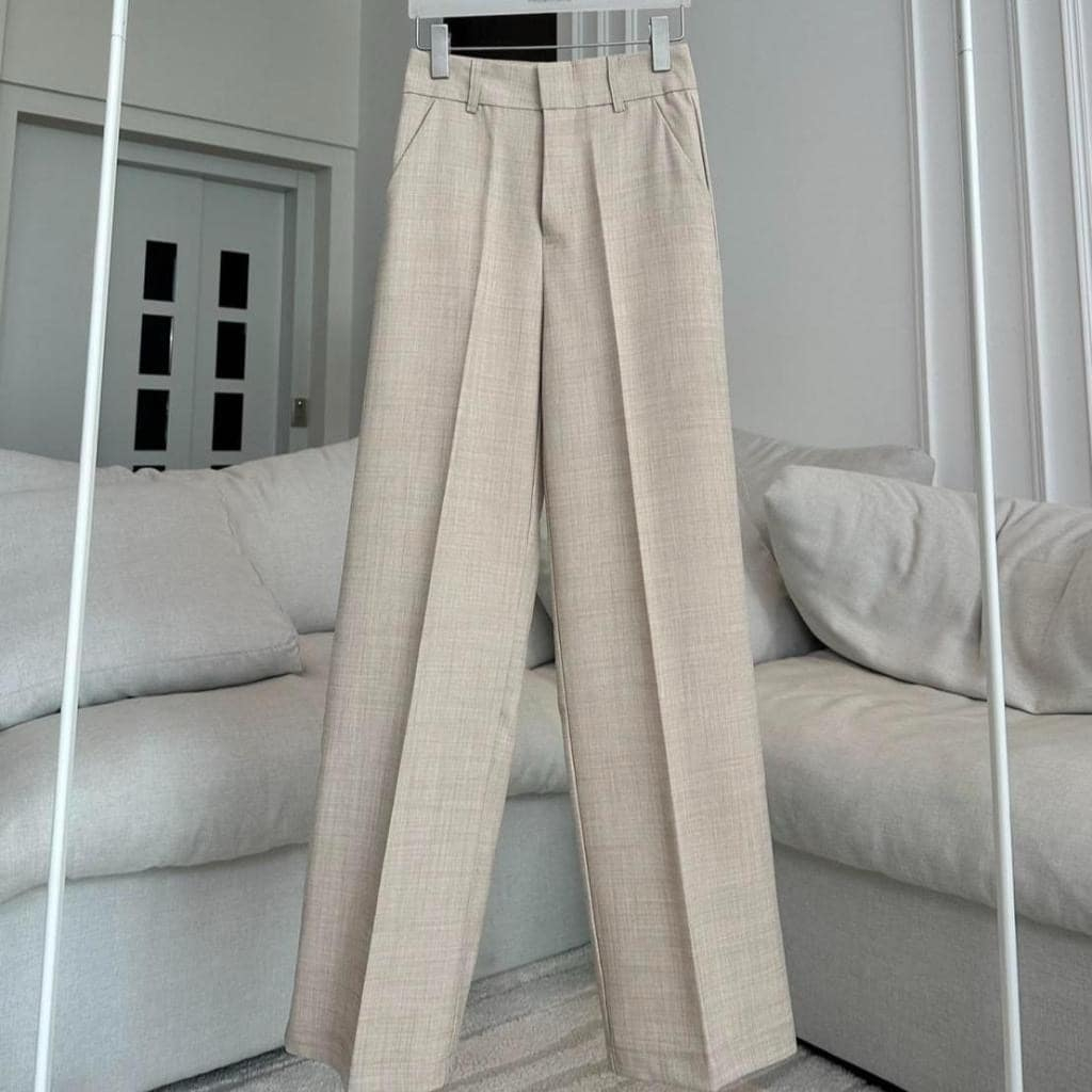 กางเกงผ้าขายาว ป้าย PROMTHONG สีครีม ไซต์ S | Shopee Thailand
