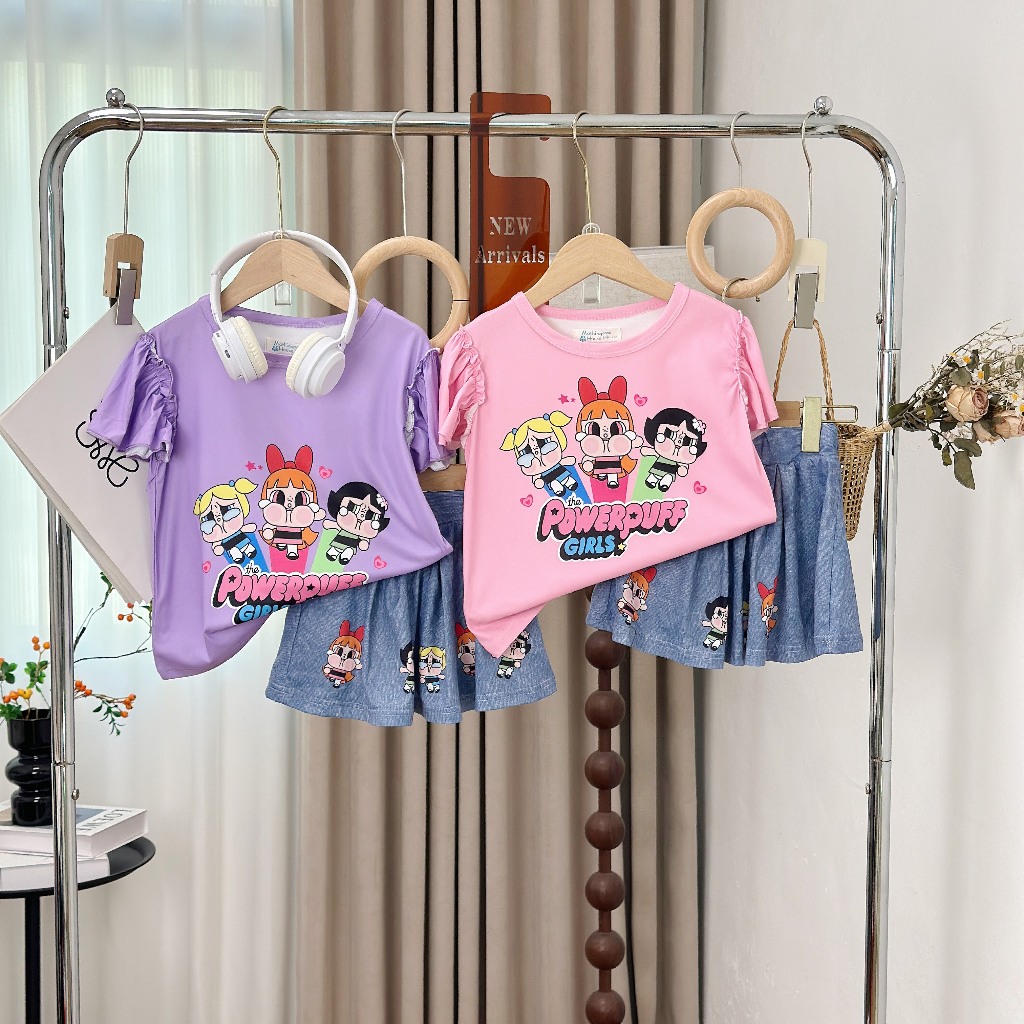 PRINCESS KESLI ชุดเซต เสื้อแขนระบาย + กระโปรงลาย น่ารักกก 2-11 ปี ...