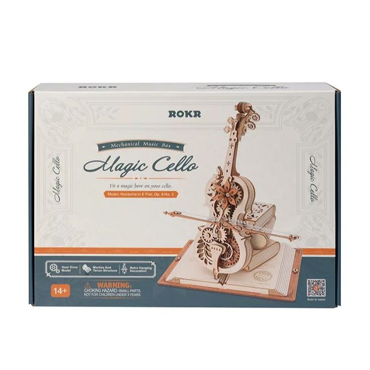 Robotime DIY ชุดโมเดลตัวต่อไม้ กล่องดนตรี RBT Magic cello เชลโล ...