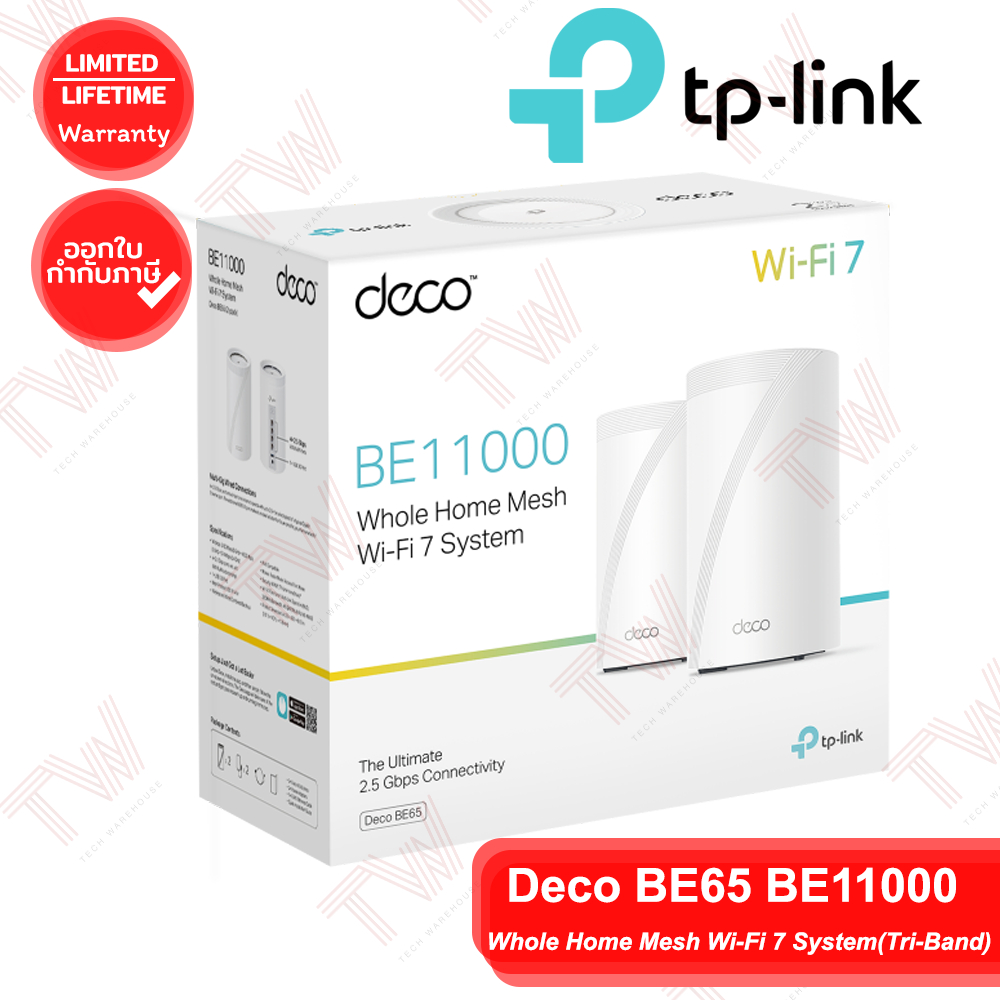 TP-Link Deco BE65 (Pack-2) BE11000 Whole Home Mesh Wi-Fi 7 System(Tri ...