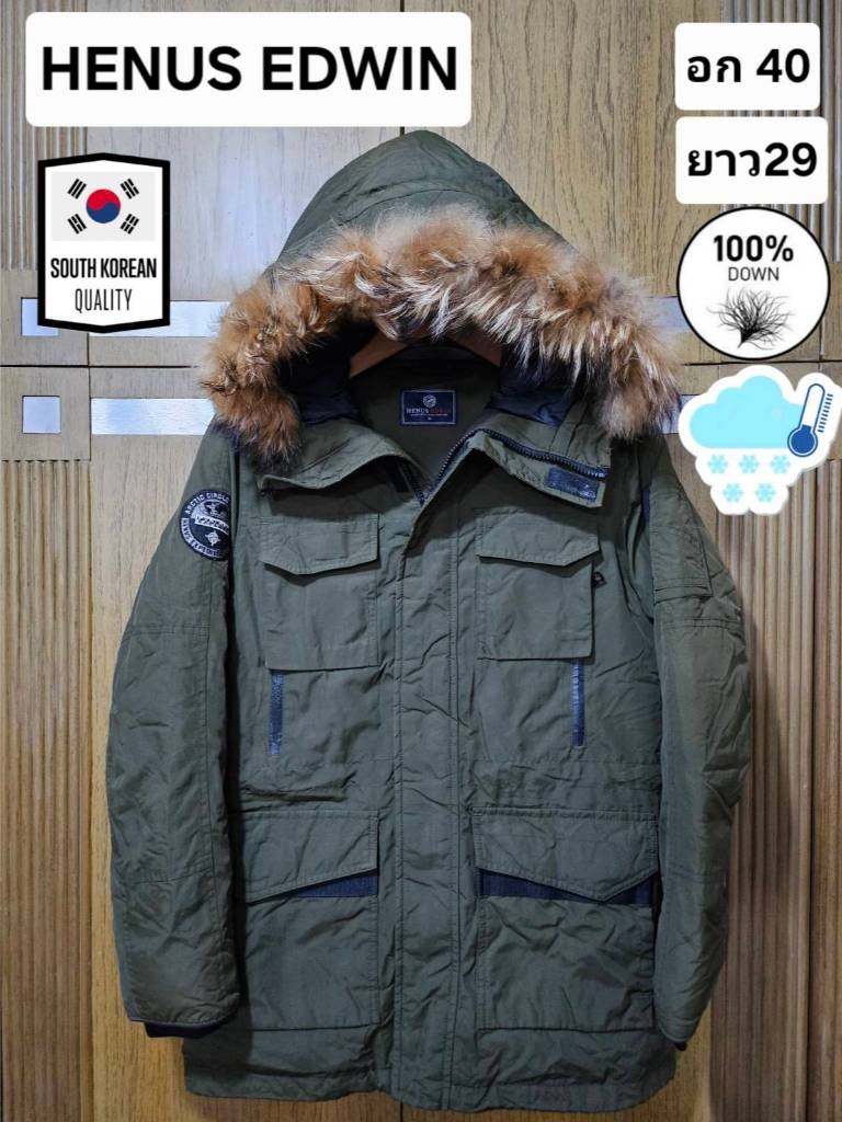 เสื้อกันหนาวขนเป็ด Parka แบรนด์ Henus Edwin เกาหลี มือ2ของแท้ | Shopee ...