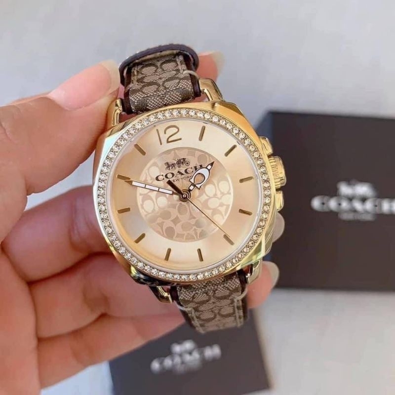 (พร้อมส่ง) ของแท้ 100% นาฬิกา Coach Women’s Boyfriend Signature Brown ...